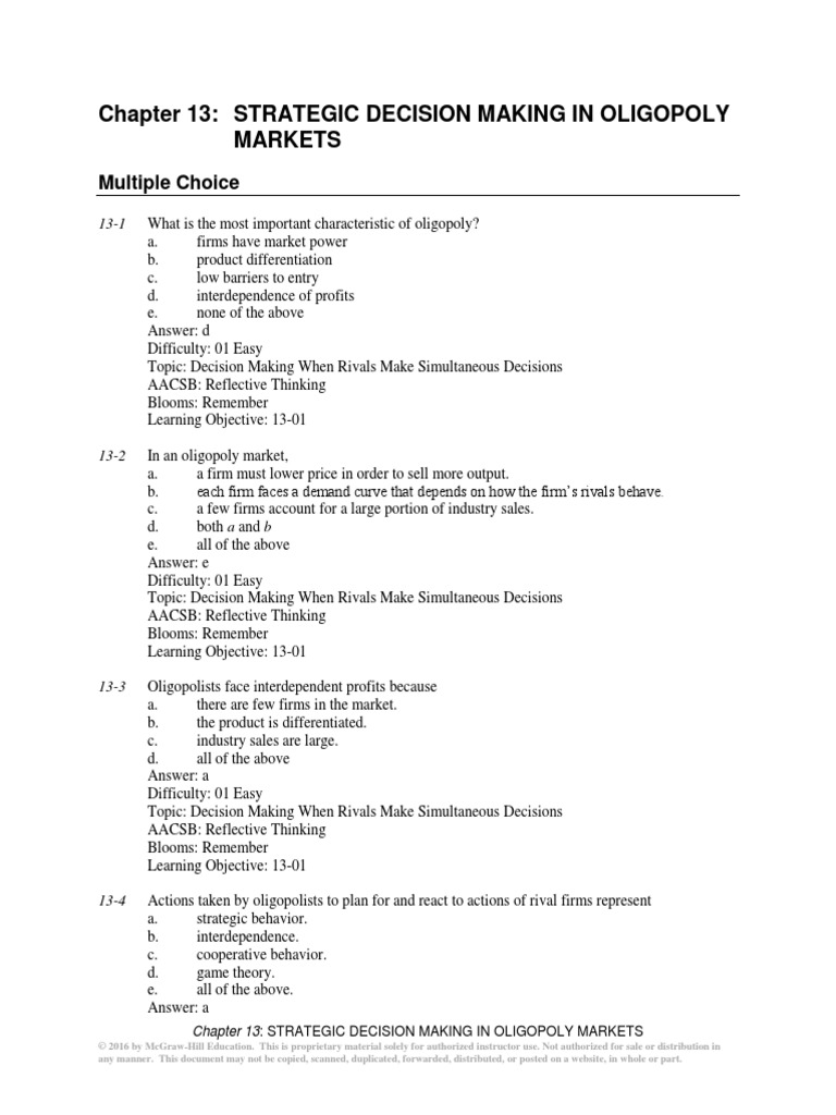 12e TB Chapter13 | PDF | Oligopoly | Profit (Economics)