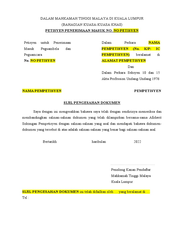 Sample Sijil Pengesahan Dokumen Long Call | PDF