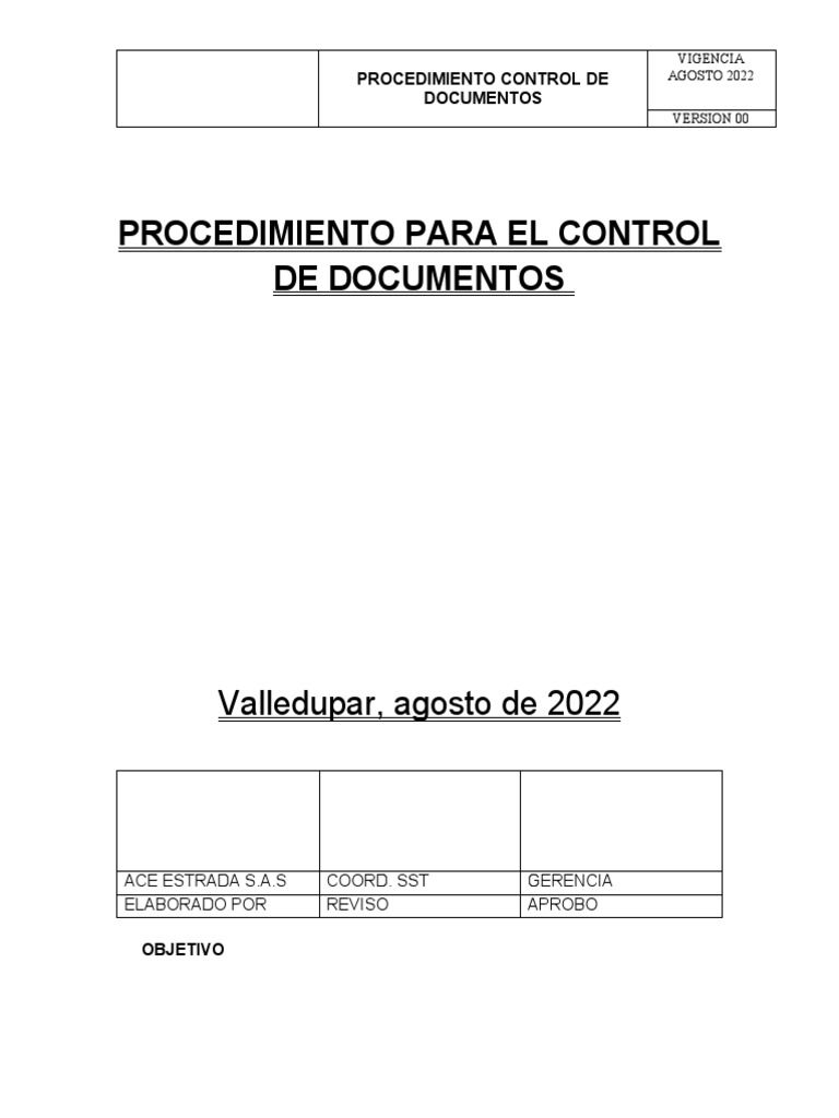 DEL DOCUMENTO] Procedimiento para el control y gestión de documentos del Sistema de Gestión de ...