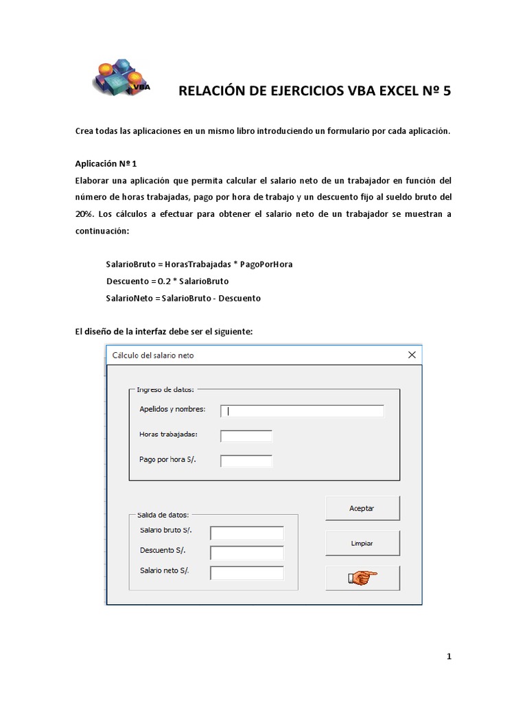 Relacion de Ejercicios VBA - 5 | PDF | Salario | Interfaces gráficas de usuario