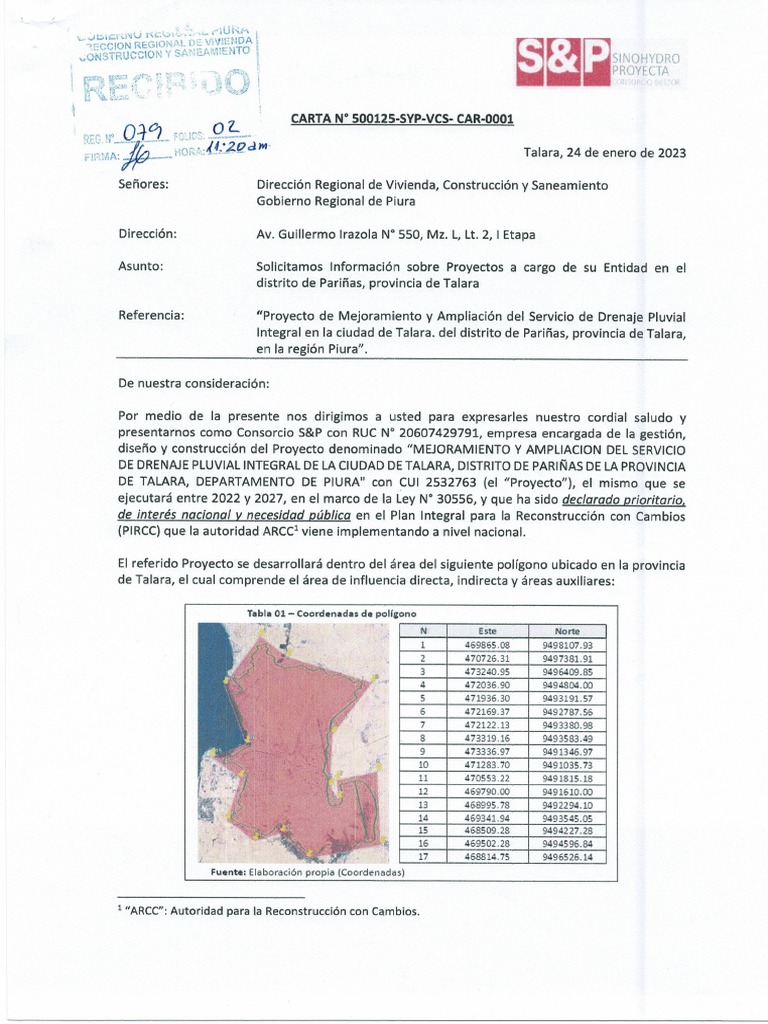 Anexo 1 Cargo de Carta N°500125-Syp-Vcs-Car-0001 | PDF