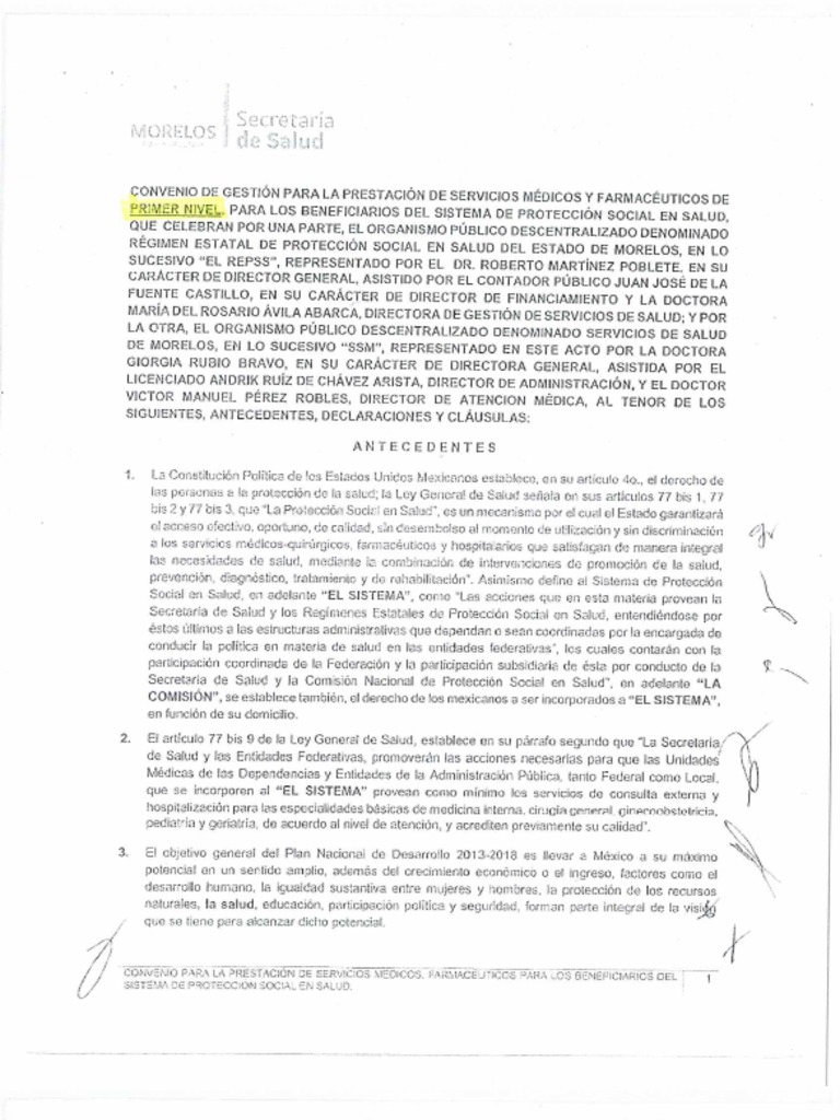 Convenio Repss 2017 1er Nivel | PDF