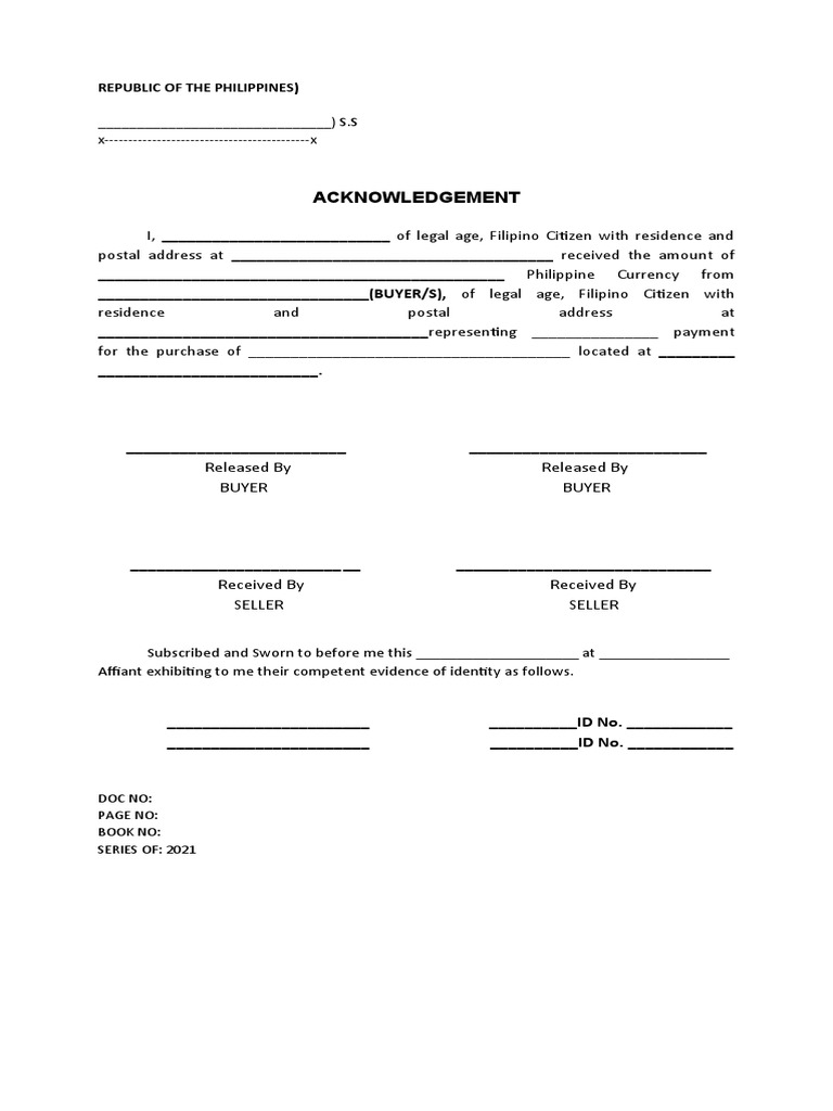 Acknowledgement Receipt Sample | PDF