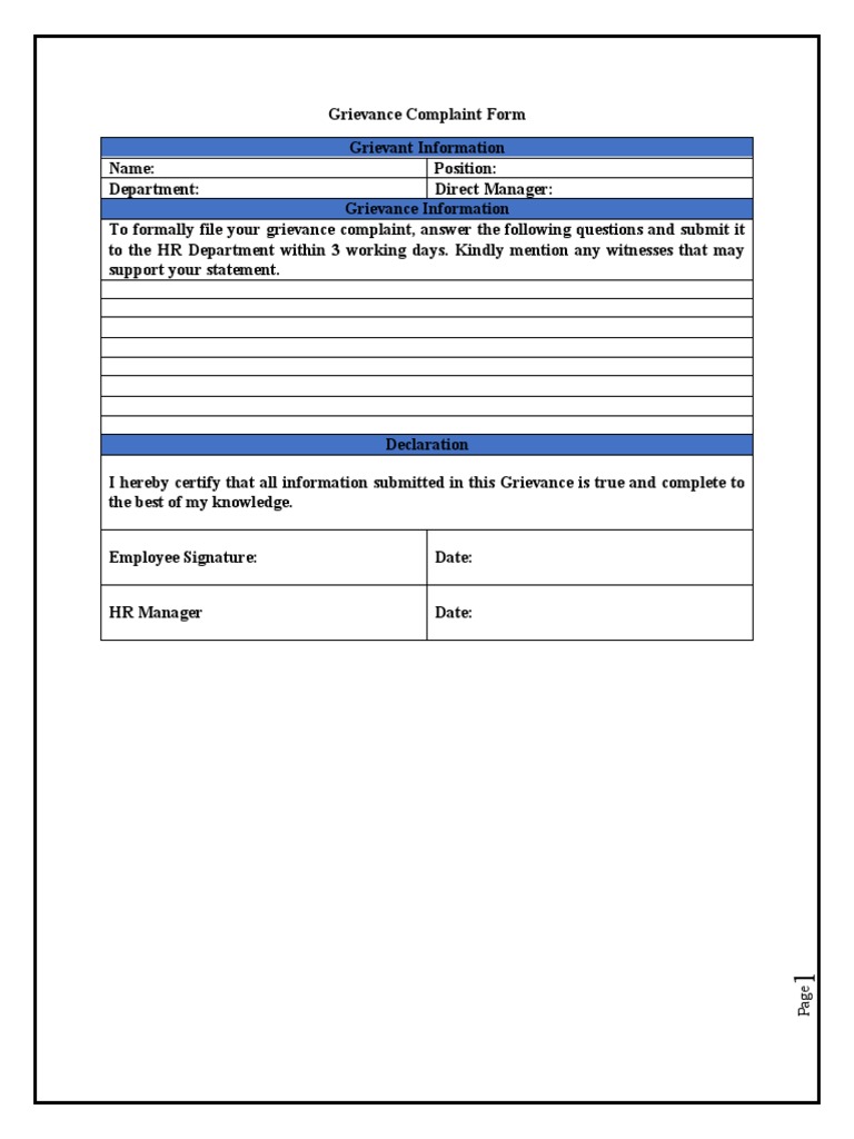 Grievance Complaint Form | PDF