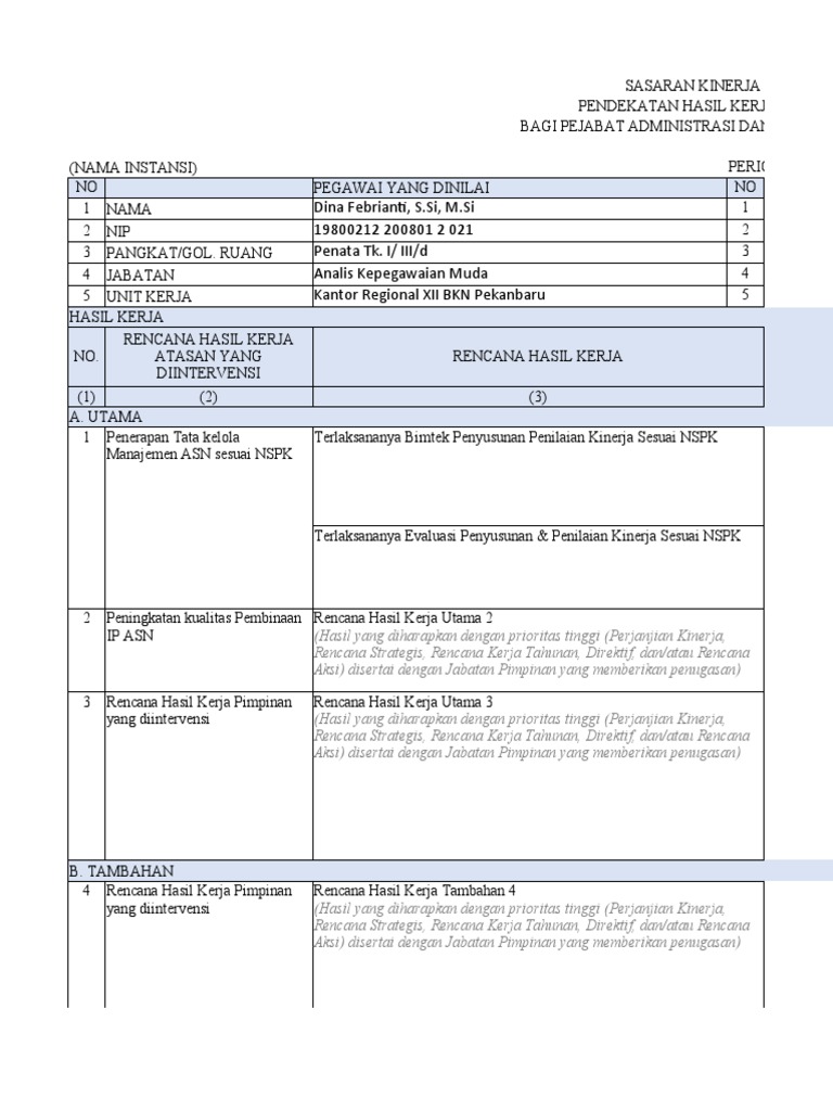Contoh SKP JAJF (Kuantitatif) 2022 BKPSDM Rohil | PDF