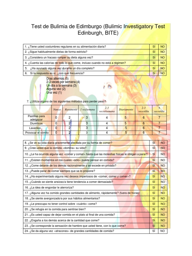 Test de Bulimia de Edimburgo | PDF | Relaciones personales, crianza y ...