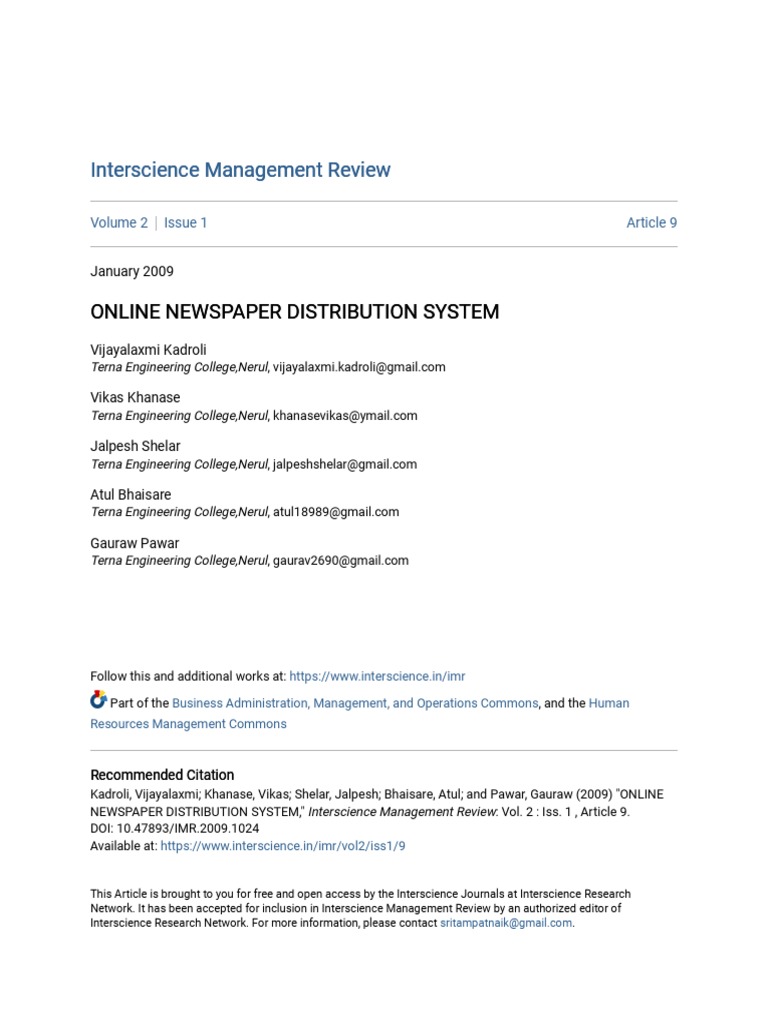 Online Newspaper Distribution System | PDF | Sql | Databases