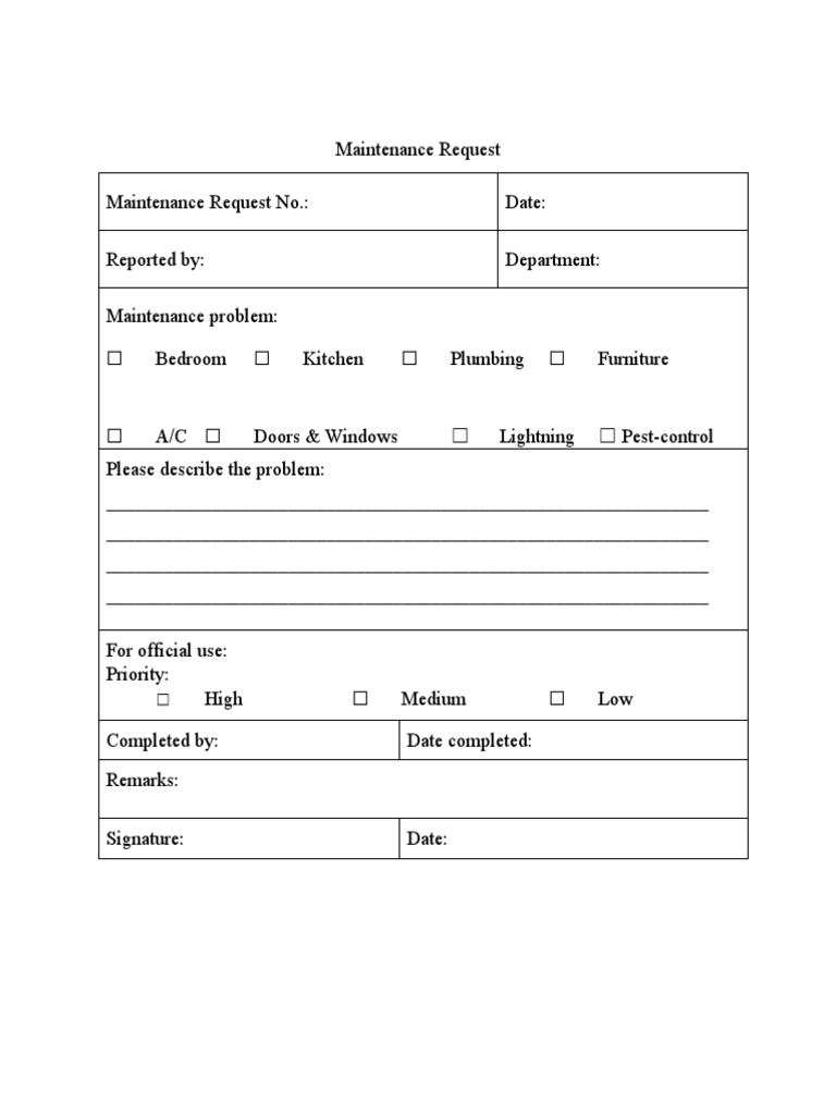 Maintenance Request Form | PDF