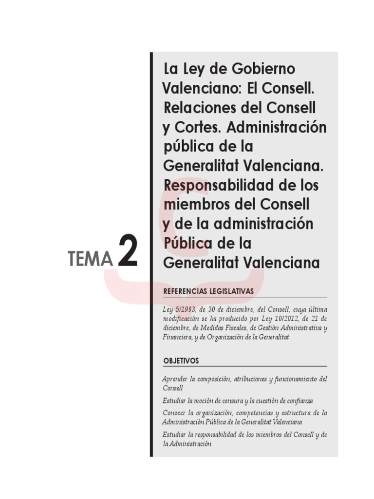 Ley 5 1983, de 30 de Diciembre, Del Consell | PDF | Gobierno | España