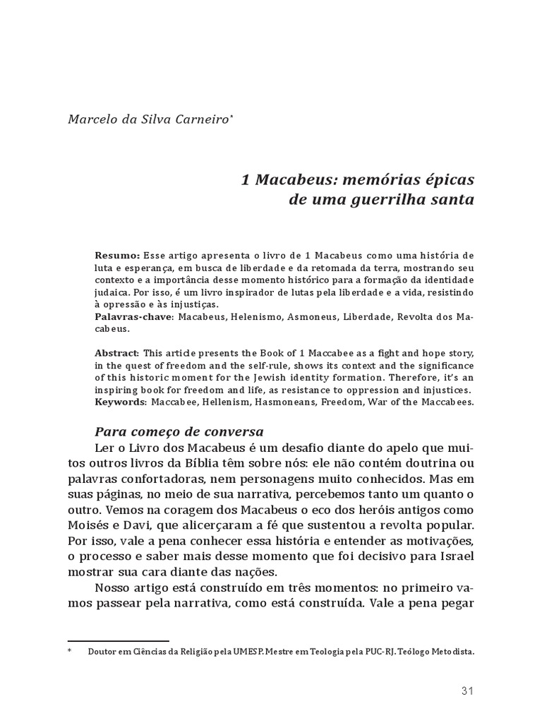 1 Macabeus: Luta e Identidade Judaica | PDF | Cânon Bíblico | Macabeus