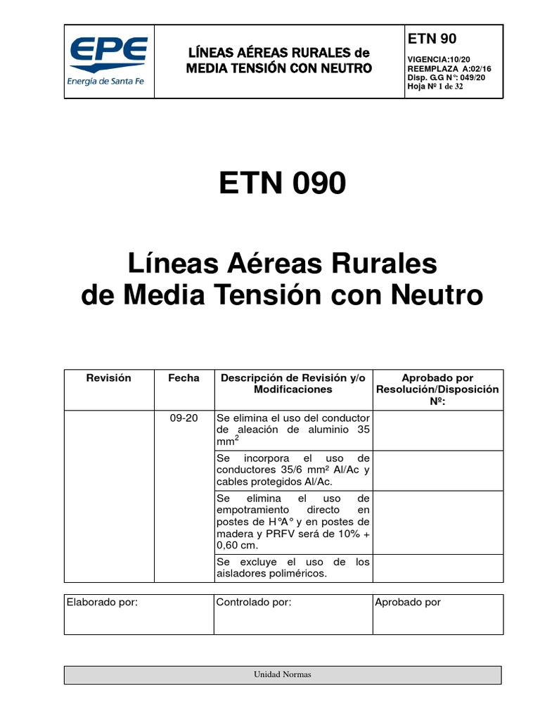Líneas Aéreas Rurales ETN 90 Santa Fe | PDF | Aislador (Electricidad) | Hormigón