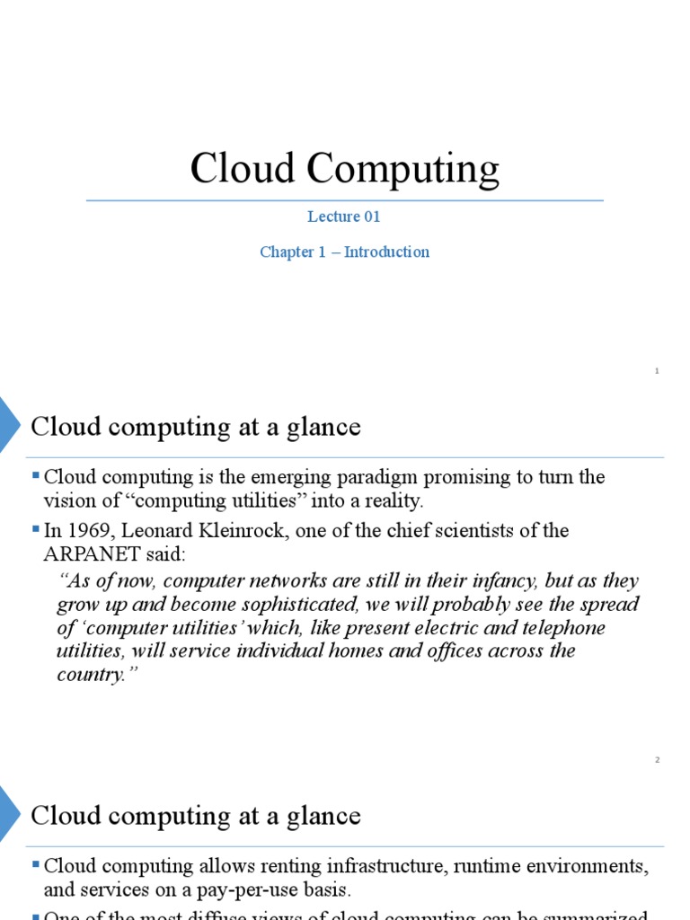 Cloud Computing - Lecture 1 | PDF | Cloud Computing | Software As A Service