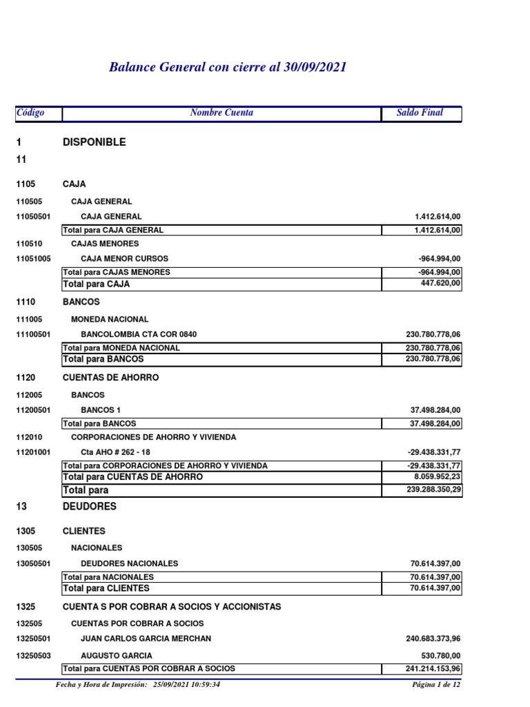Balance General World 2021 Septiembre | PDF | Impuesto al valor ...