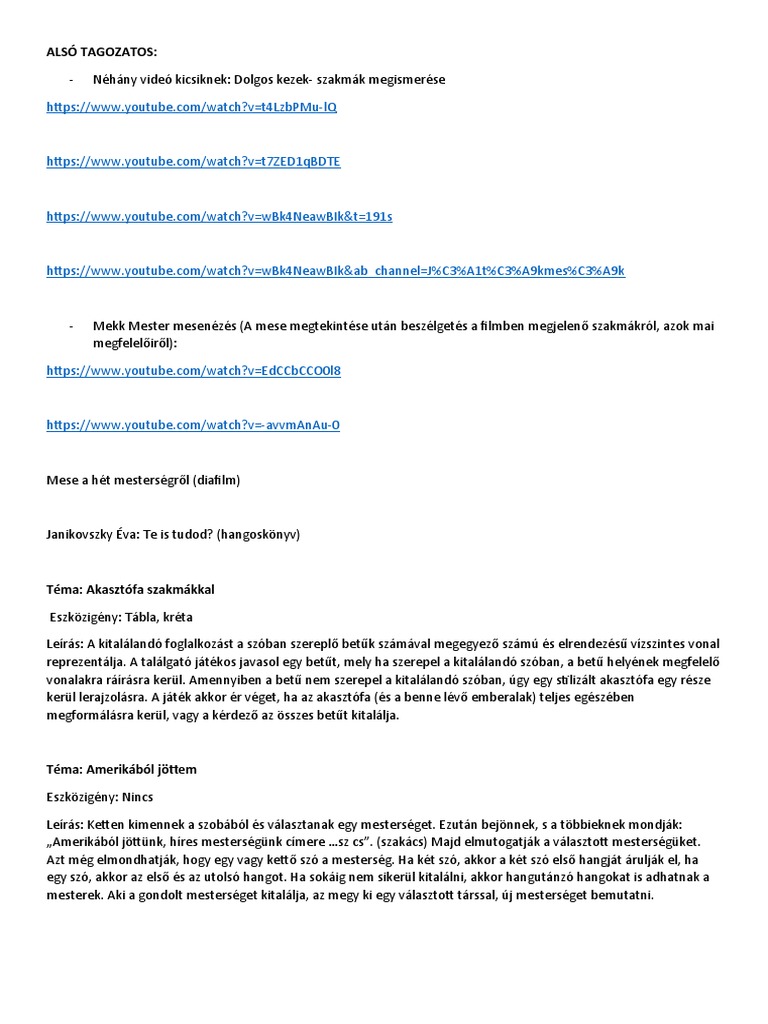 Pályaorientációs Feladatok | PDF