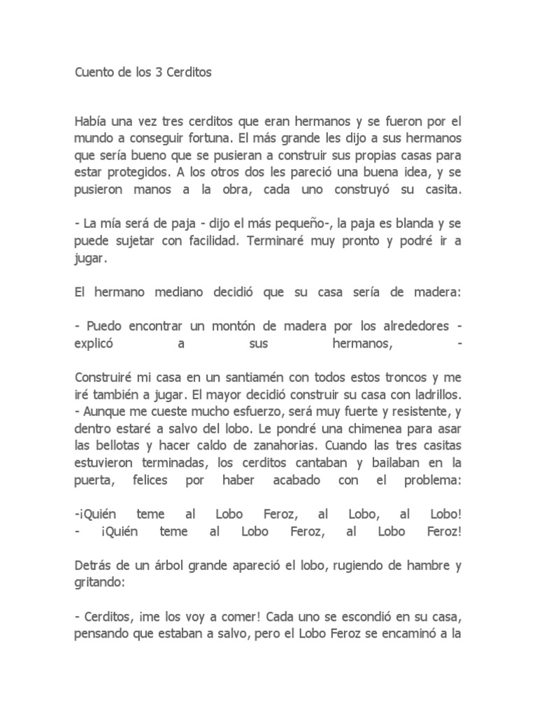 Cuento De Los 3 Cerditos Pdf