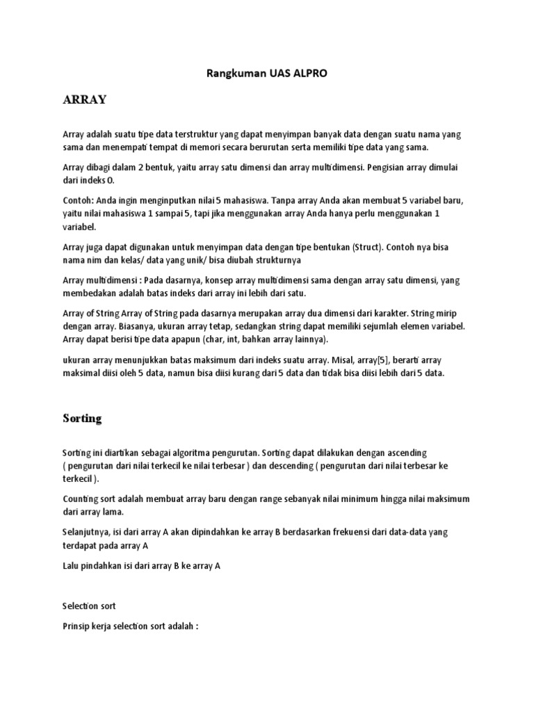 Rangkuman UAS ALPRO | PDF