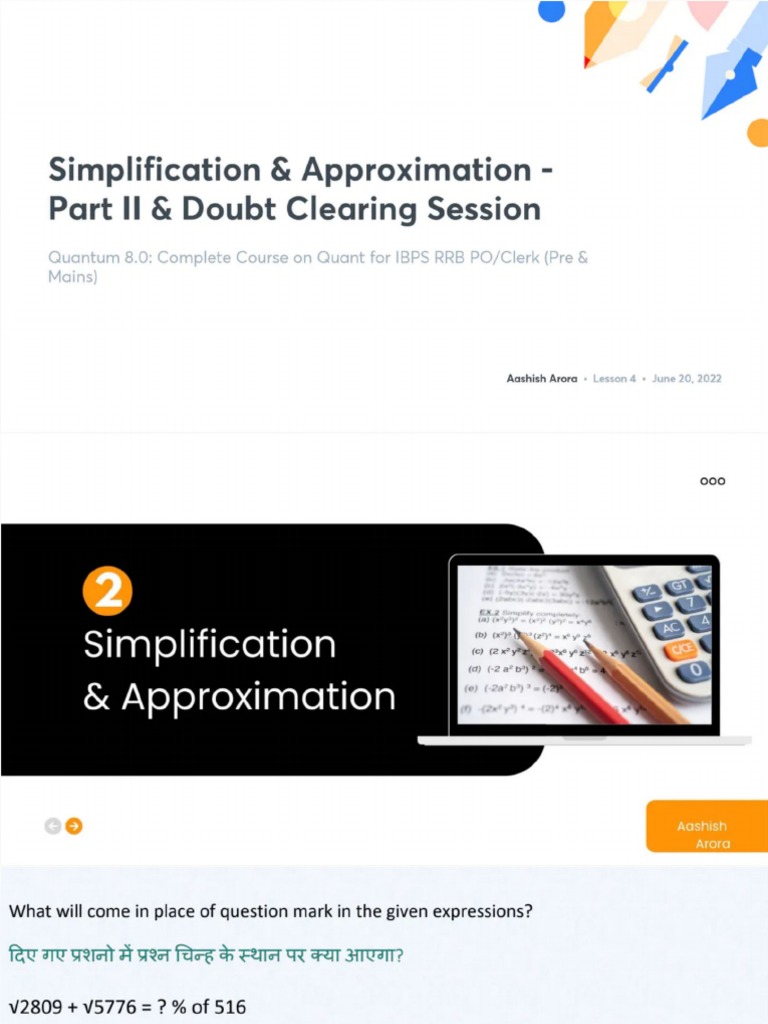 Simplification Approximation Part II Doubt Clearing Session With Anno | PDF