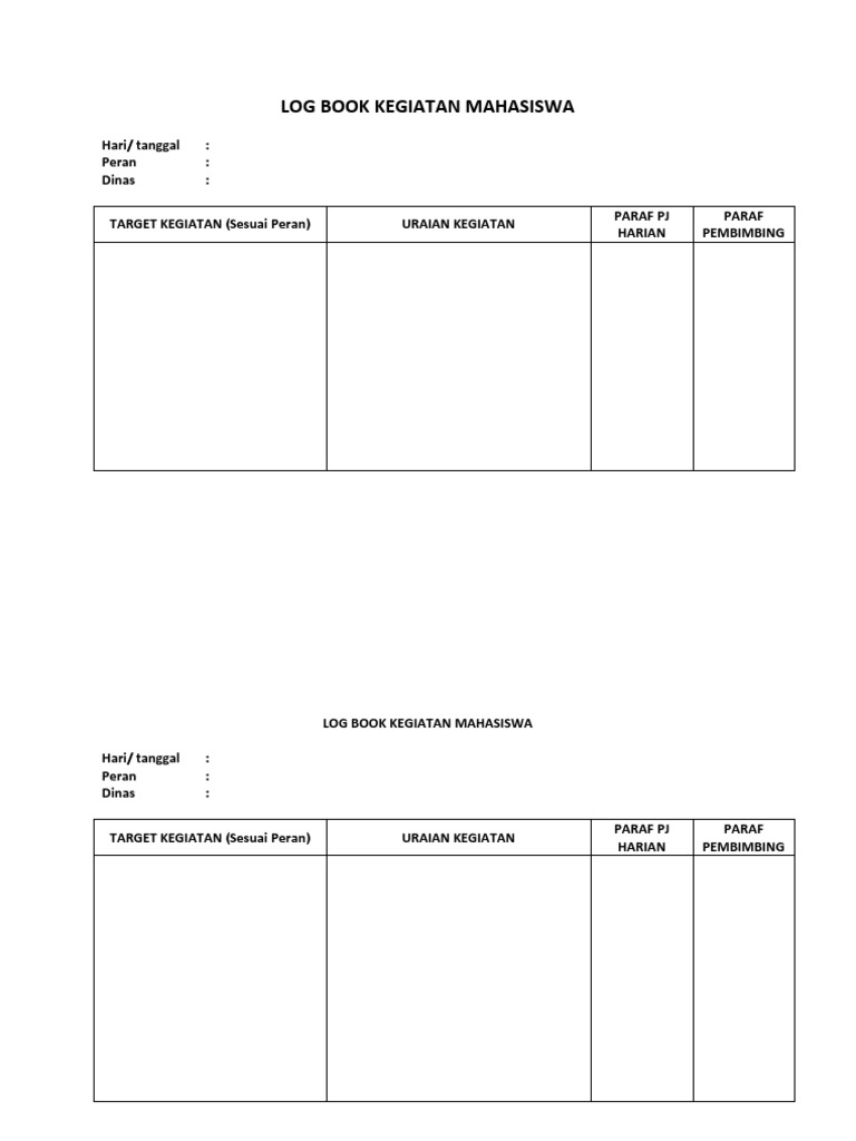 Log Book Kegiatan Mahasiswa | PDF