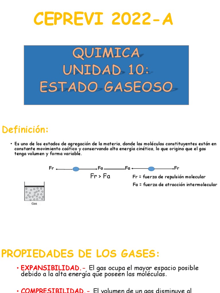 CEPREVI 2022-A-Unidad 10 | PDF | Gases | Cantidades fisicas