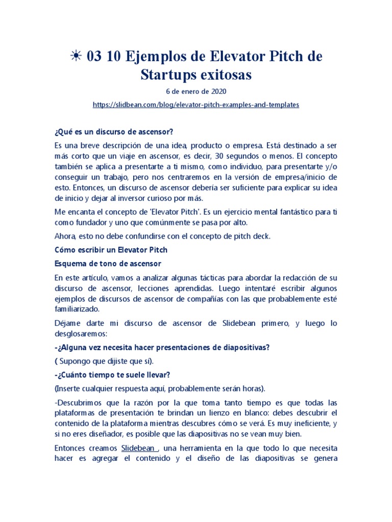 03 10 Elevator Pitch Examples From Successful Startups ESP | PDF ...