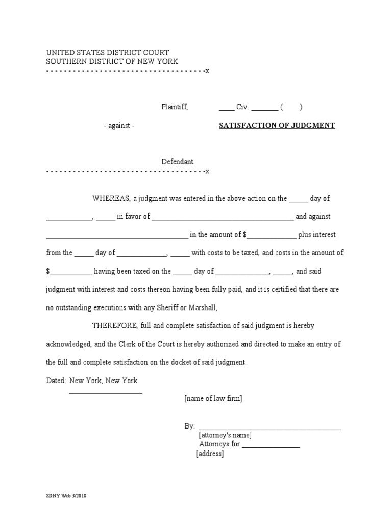 Satisfaction of Judgment | PDF | Judgment (Law) | Separation Of Powers