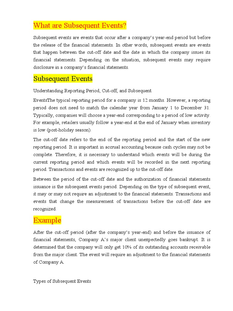 What Are Subsequent Events | PDF | Balance Sheet | Financial Statement