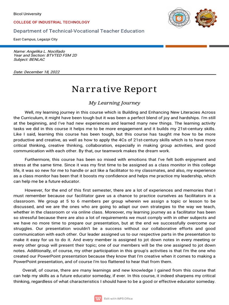 Narrative Report - 122244 | PDF