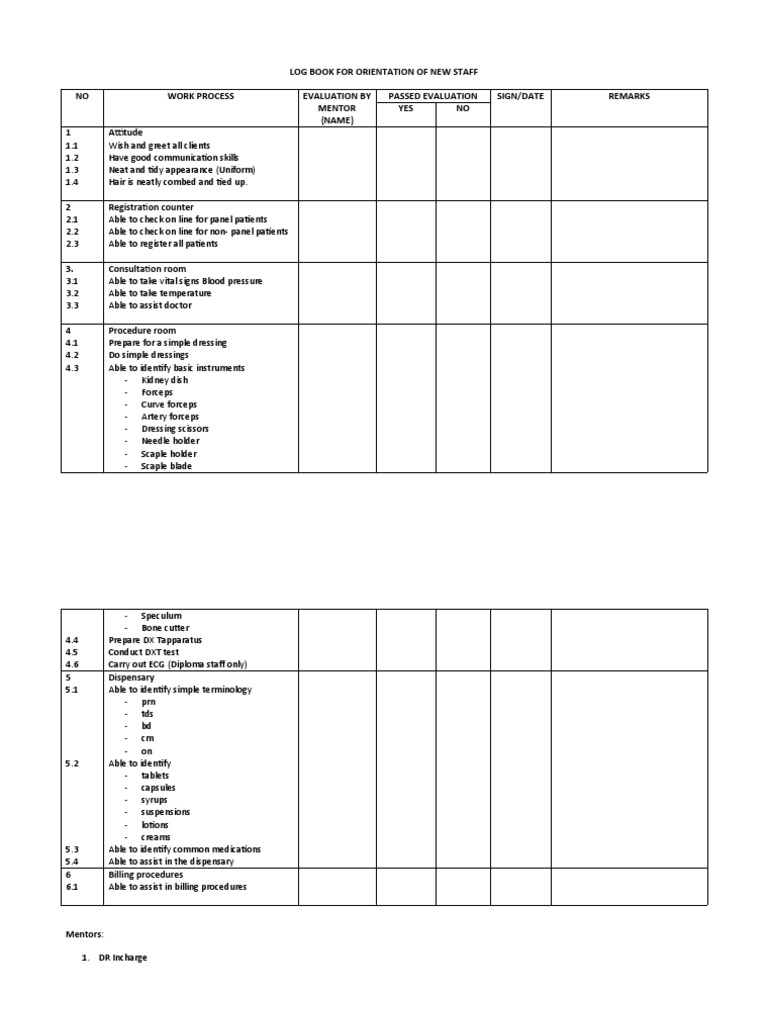 New Staff Orientation Log Book | PDF
