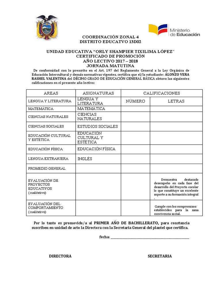 Certificados de Decimo | Descargar gratis PDF | Science