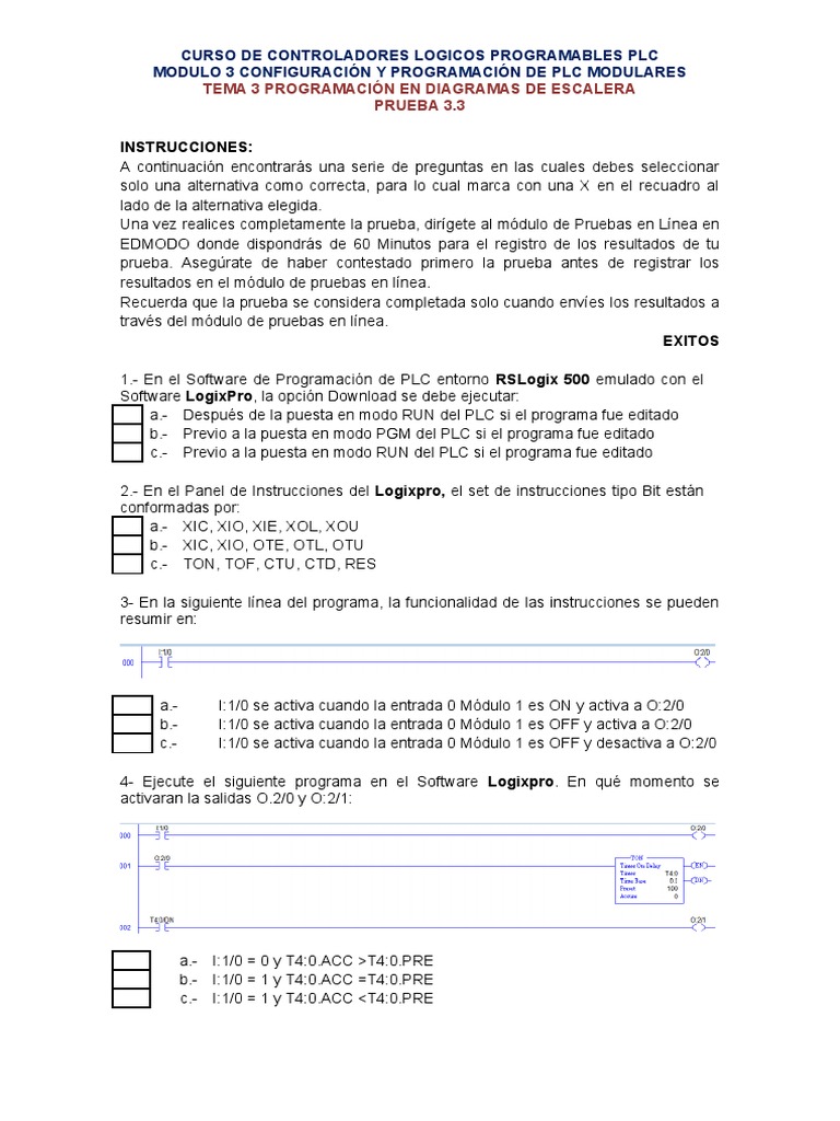 Prueba Módulo 3 Tema 3 | PDF | Controlador lógico programable | Programación de computadoras