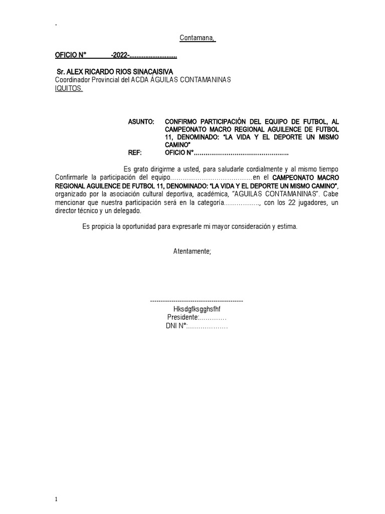 Oficio de Confirmación - 1 | PDF