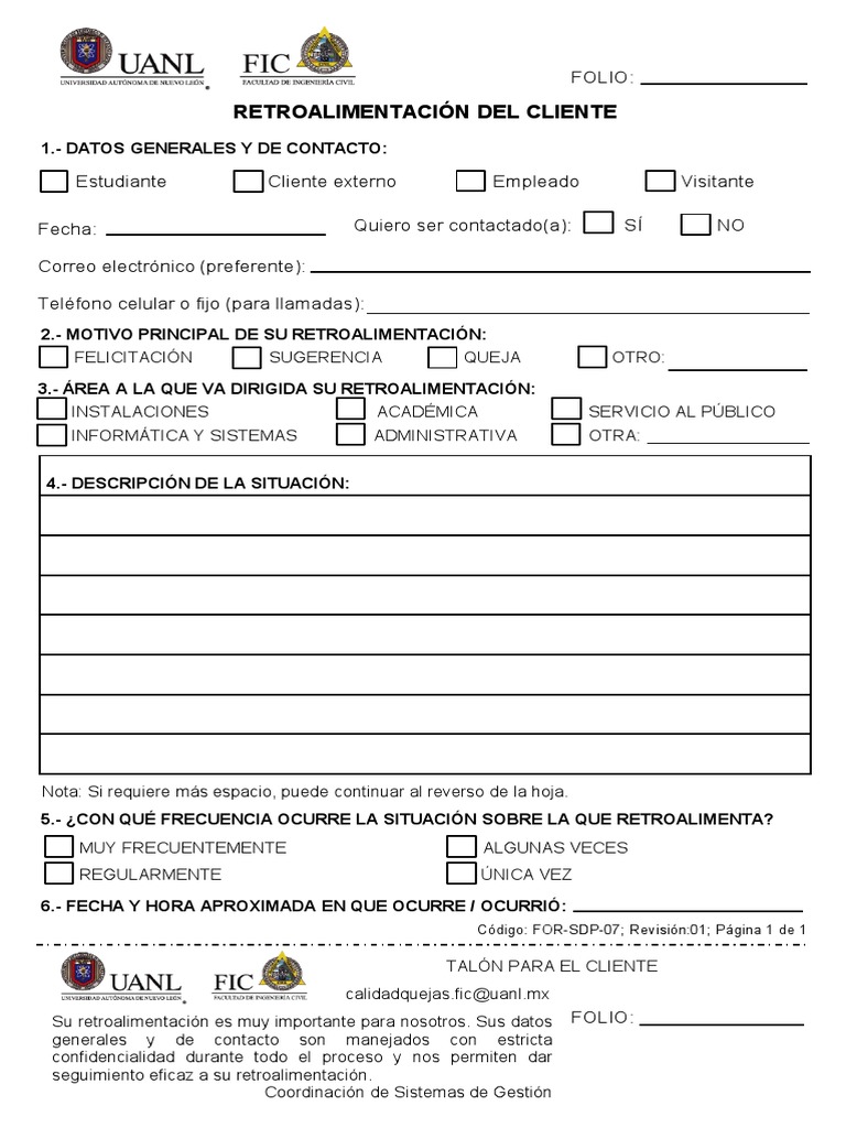 For-Sdp-07 Retroalimentación Del Cliente | PDF