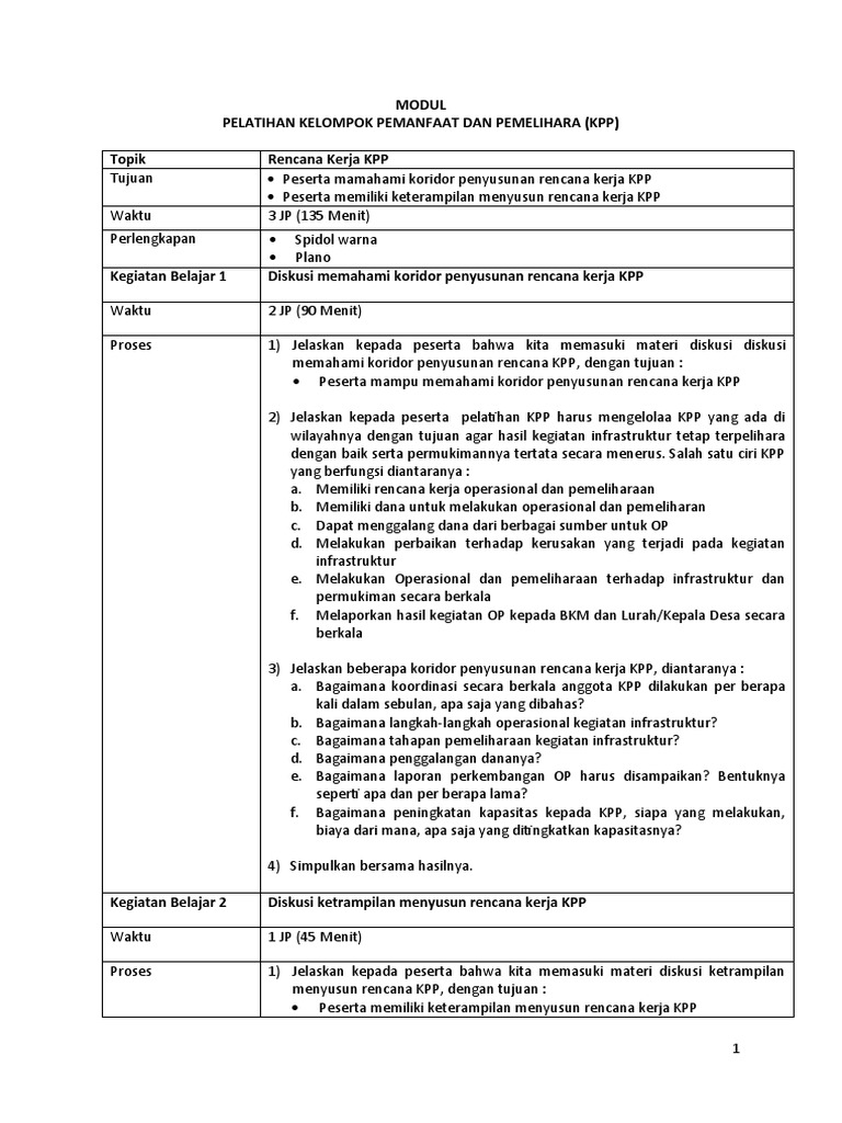Modul Rencana Kerja KPP | PDF