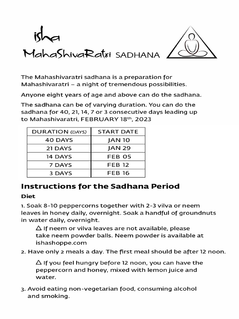 MSR 2022 Sadhana Sheet Final | PDF