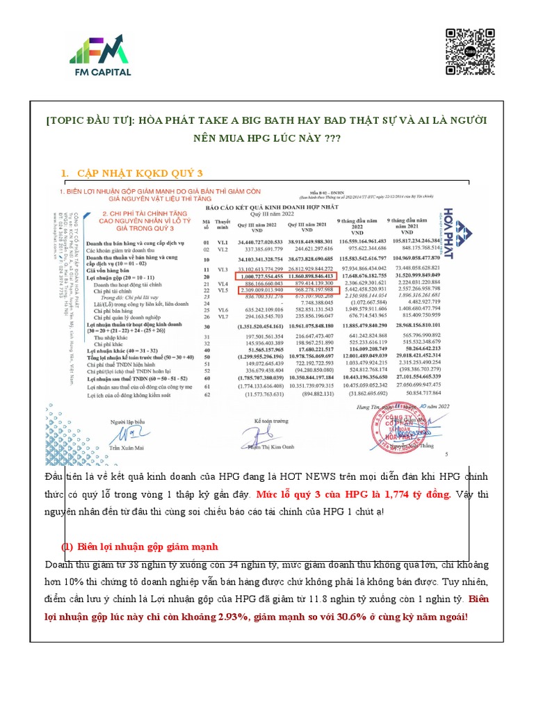 (Topic Đầu Tư) - Hòa Phát Take a Big Bath Hay Bad Thật Sự Và Ai Là ...