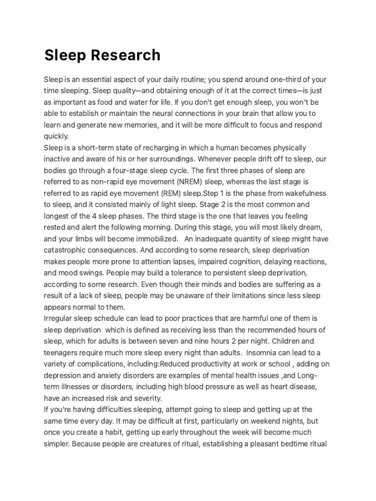 Sleep Research | Download Free PDF | Sleep | Sleep Deprivation