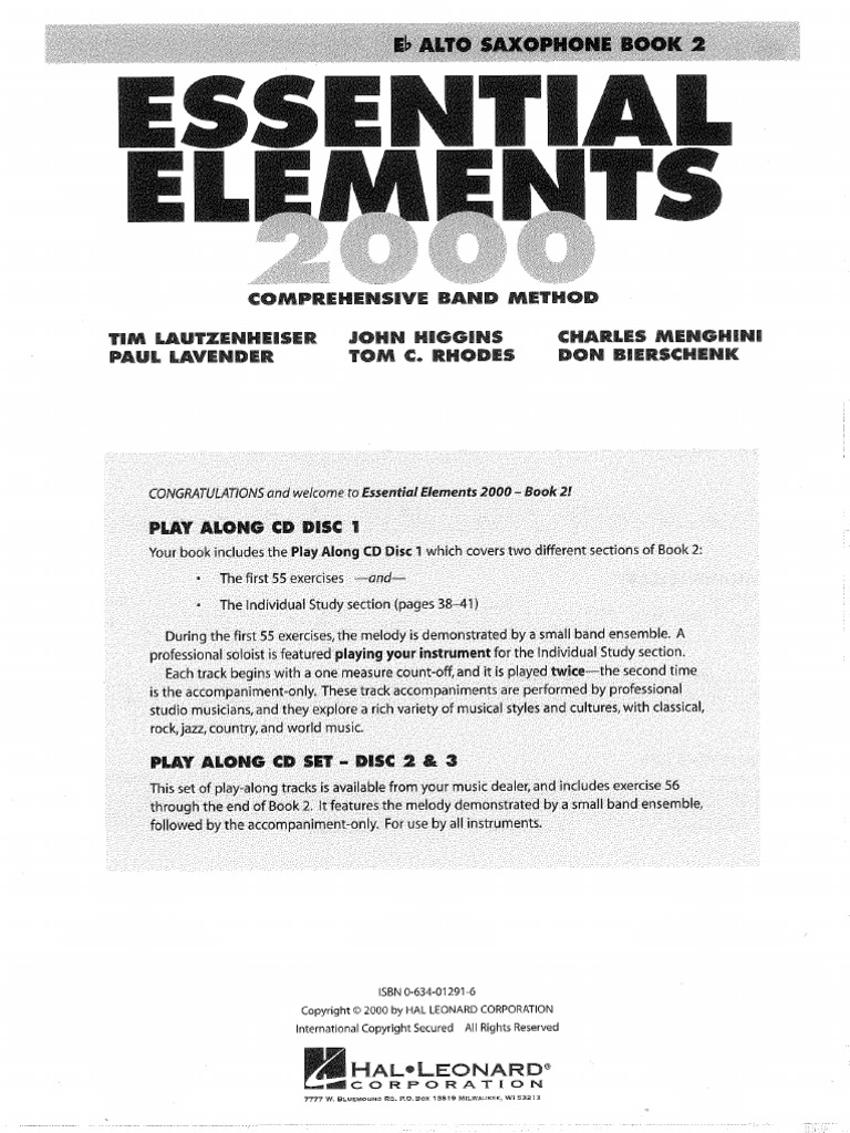 BOOK 2 Alto Sax-Essential Elements 2000 Book 2 | PDF
