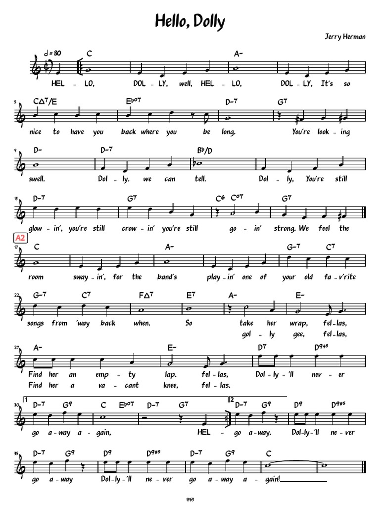 Hello Dolly Lead Sheet With Lyrics | PDF | Broadway Theatre | Tony ...