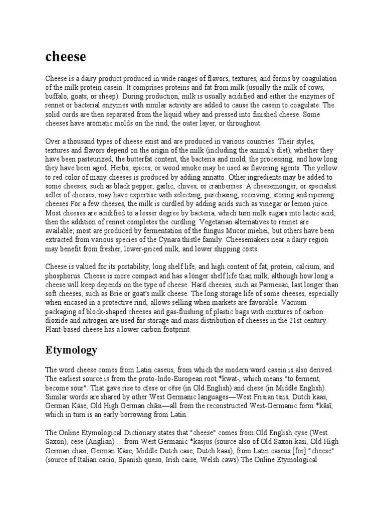 The History and Science of Cheese | PDF | Cheese | Cheesemaking