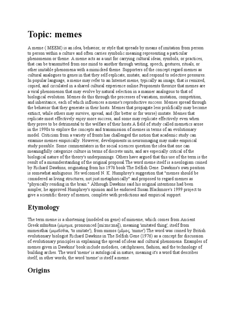 Memes | PDF | Meme | Cognitive Science