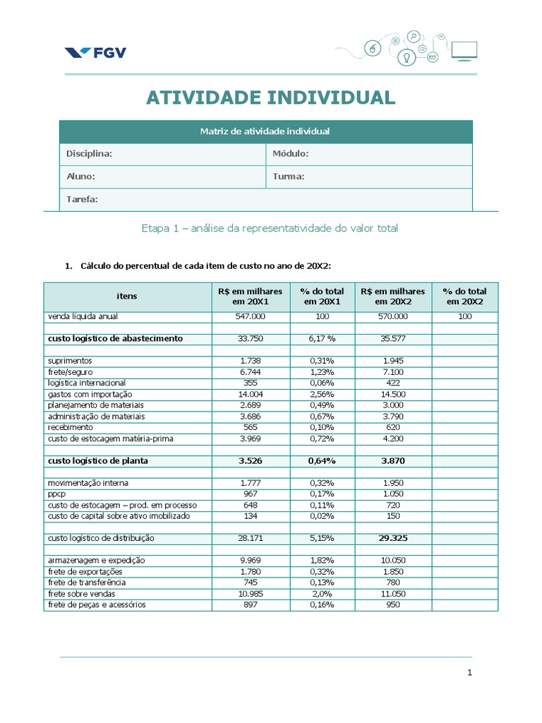 Custos Logisticos Matriz Analise | PDF | Logística | Transporte