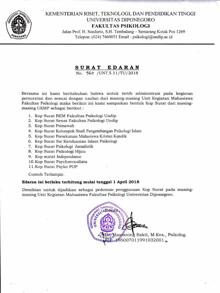 Surat Edaran KOP Surat | PDF