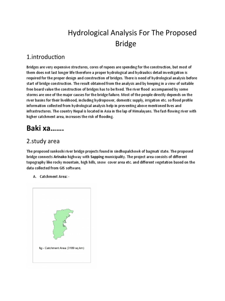 Hydrological Analysis For The Proposed Bridge | PDF | Drainage Basin ...