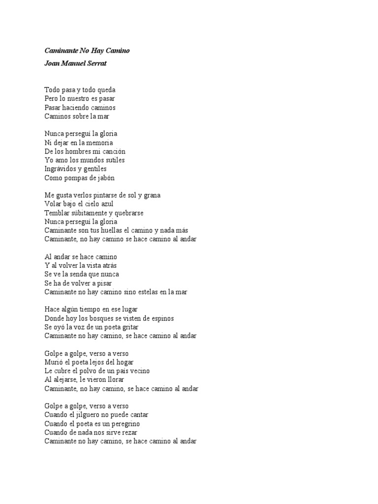 Caminante No Hay Camino: Poema y Letra | PDF