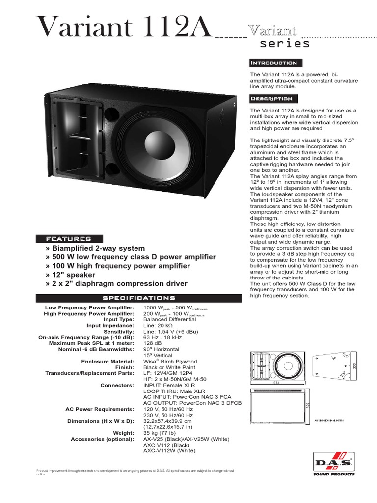 DAS Variant 112a | PDF | Loudspeaker | Amplifier