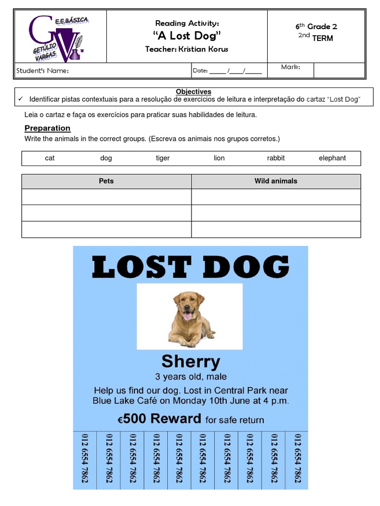 Reading Activity - A Lost Dog | PDF | Subspecies Of Canis Lupus ...