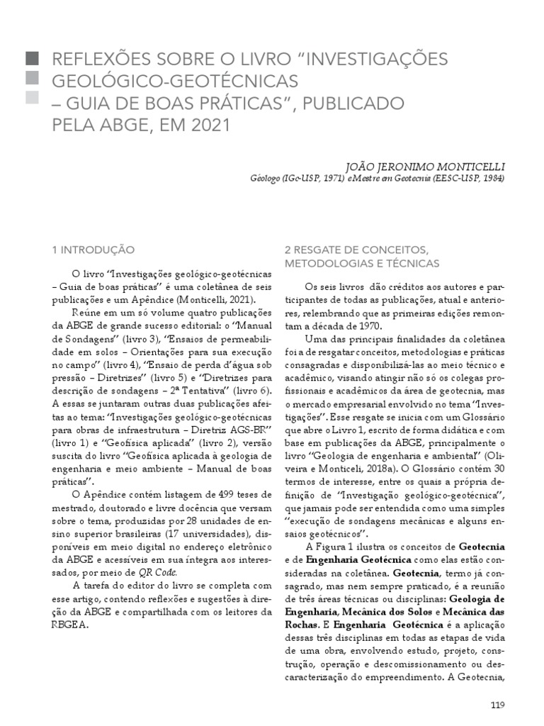 Reflexões sobre Investigações Geotécnicas | PDF | Engenharia Geotécnica ...