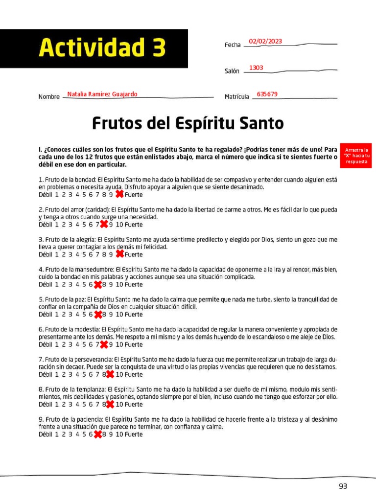 Actividad 3. Frutos Del Espíritu Santo | PDF