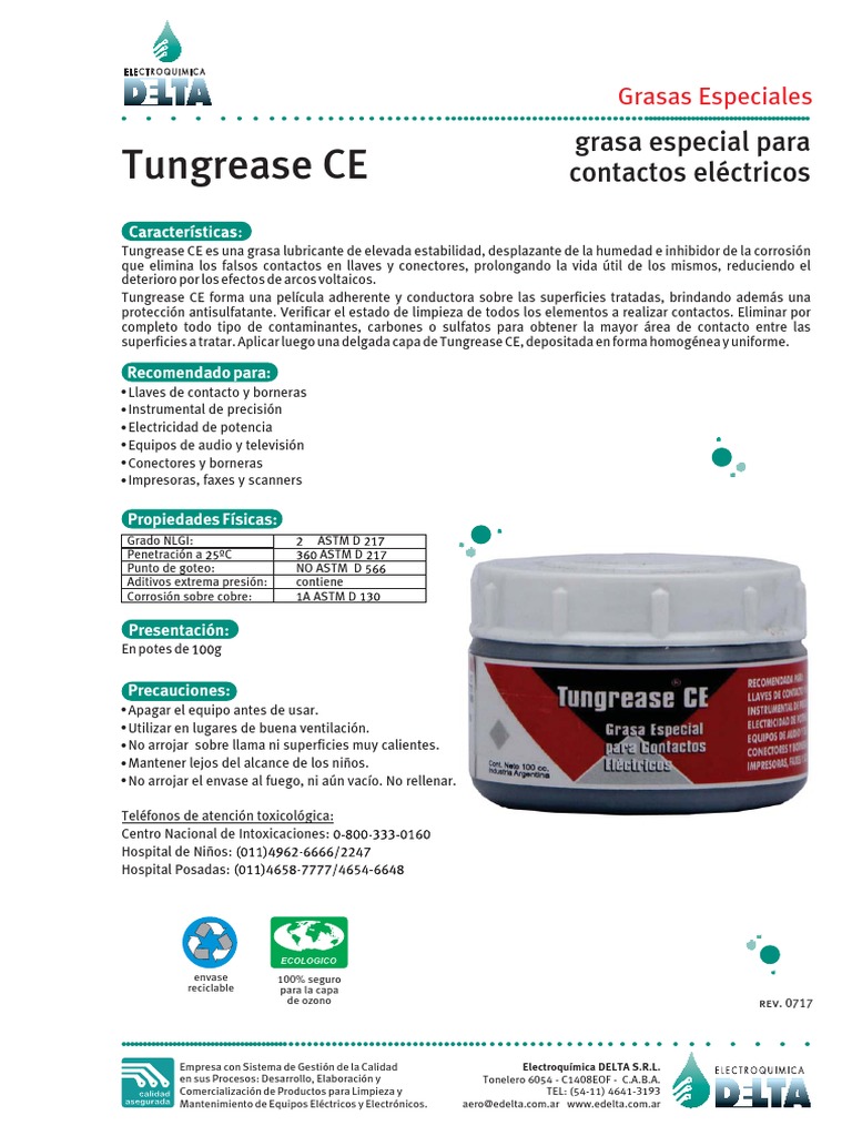 Hoja Tecnica - Tungrease Ce | PDF