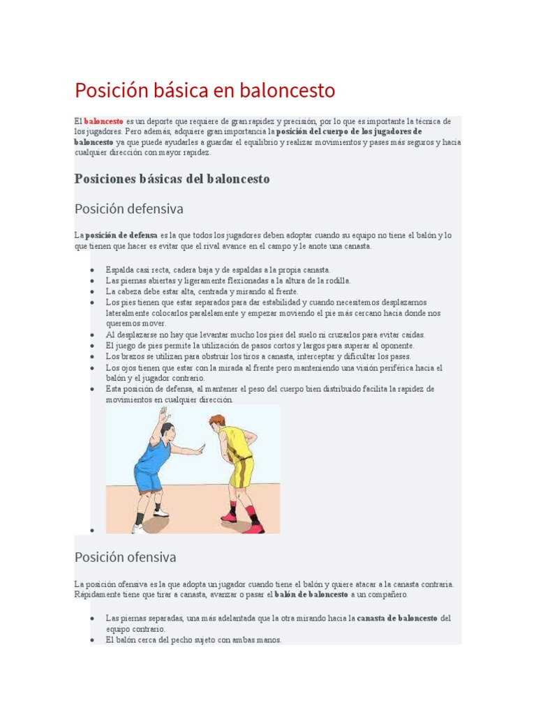 Posición Básica en Baloncesto | PDF | Deportes